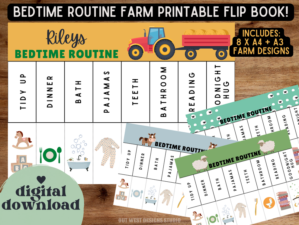 Farm Bedtime night Routine | Digital wakeup Flip Chart | Chore Checkli ...