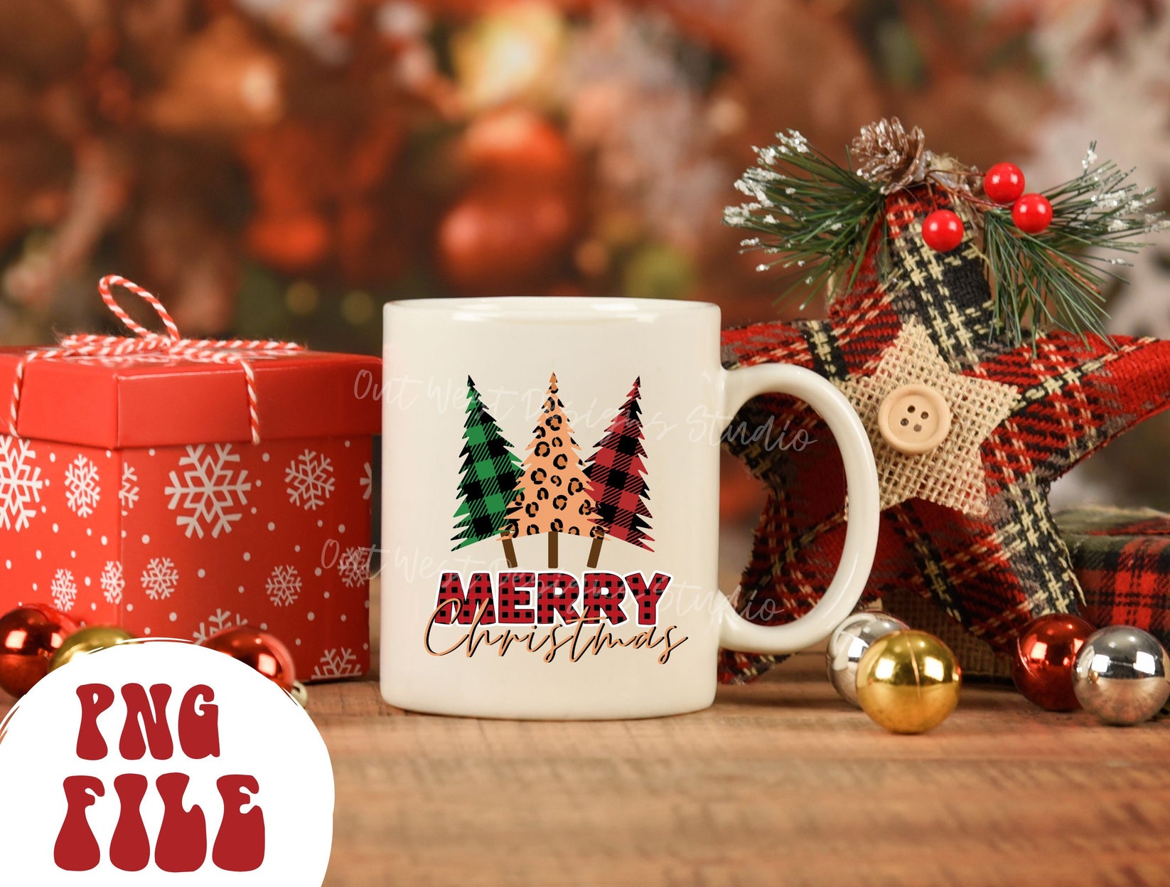 Merry Christmas Leopard and Plaid tree PNG shirt merch Sublimation, We ...